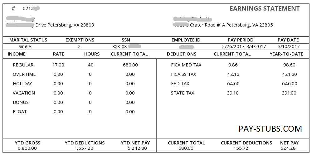 Real Sample Pay Stub Instant Online Pay Stubs Pay Stubs