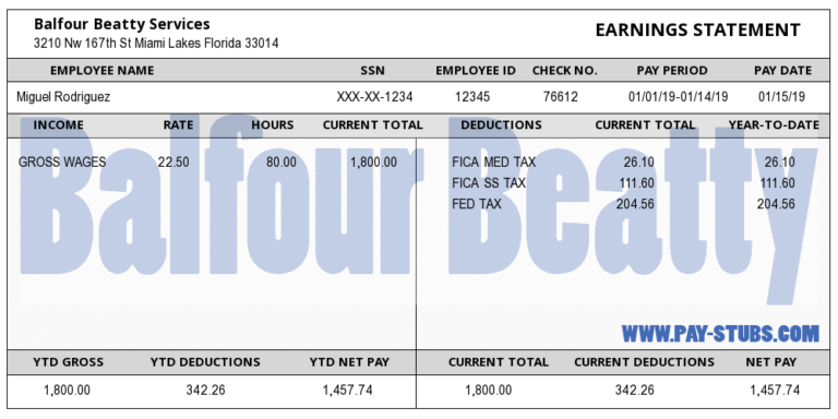 Free Pay Stub Template Generator | Sample Pay Stubs Examples | Generate ...