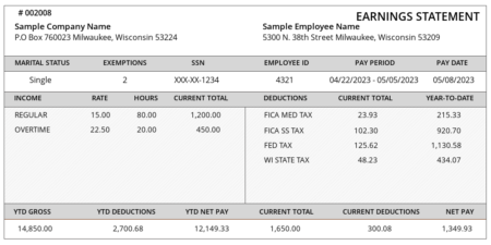 Sample Pay Stubs Template | Generate Pay Stubs | Free Pay Stub Template Generator