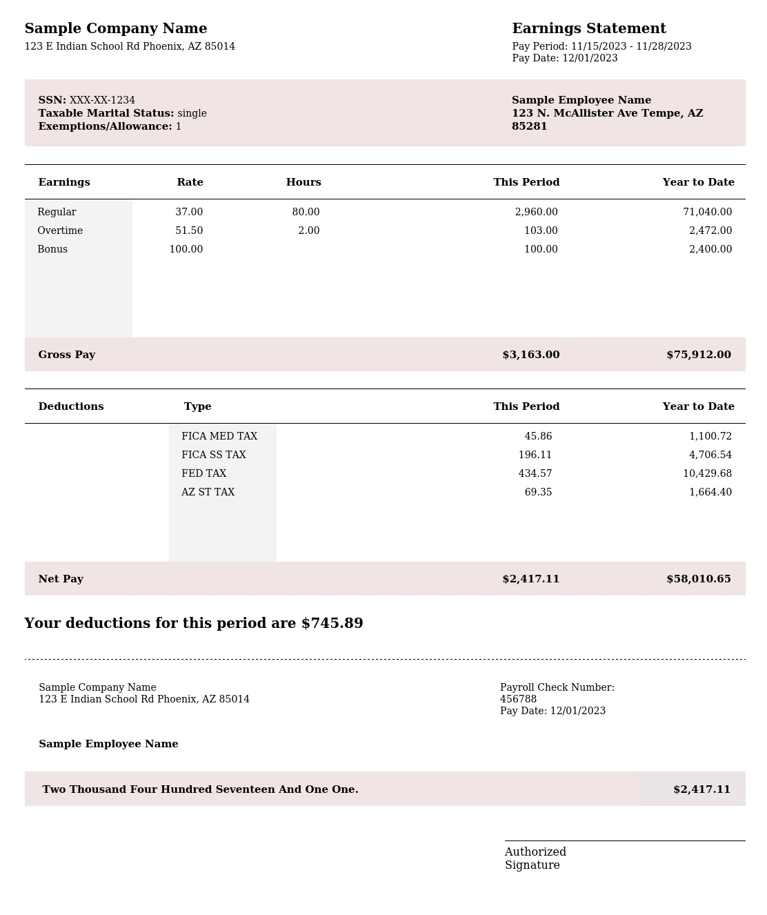 Free Pay Stub Template Generator | Sample Pay Stubs Examples | Generate ...