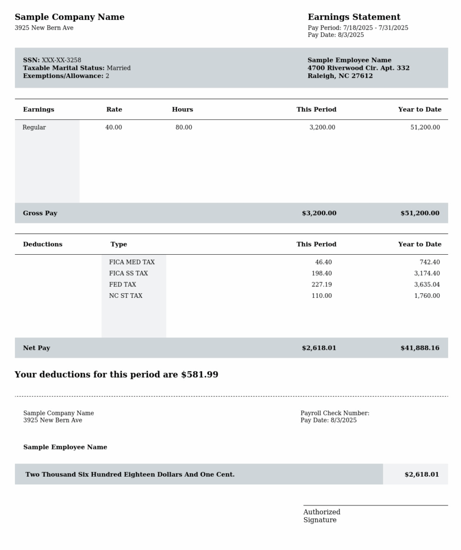 Free Pay Stub Template Generator | Sample Pay Stubs Examples | Generate ...