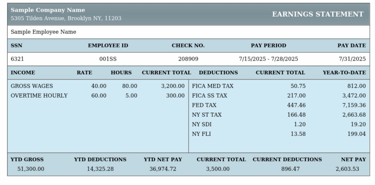 Free Pay Stub Template Generator | Sample Pay Stubs Examples | Generate ...